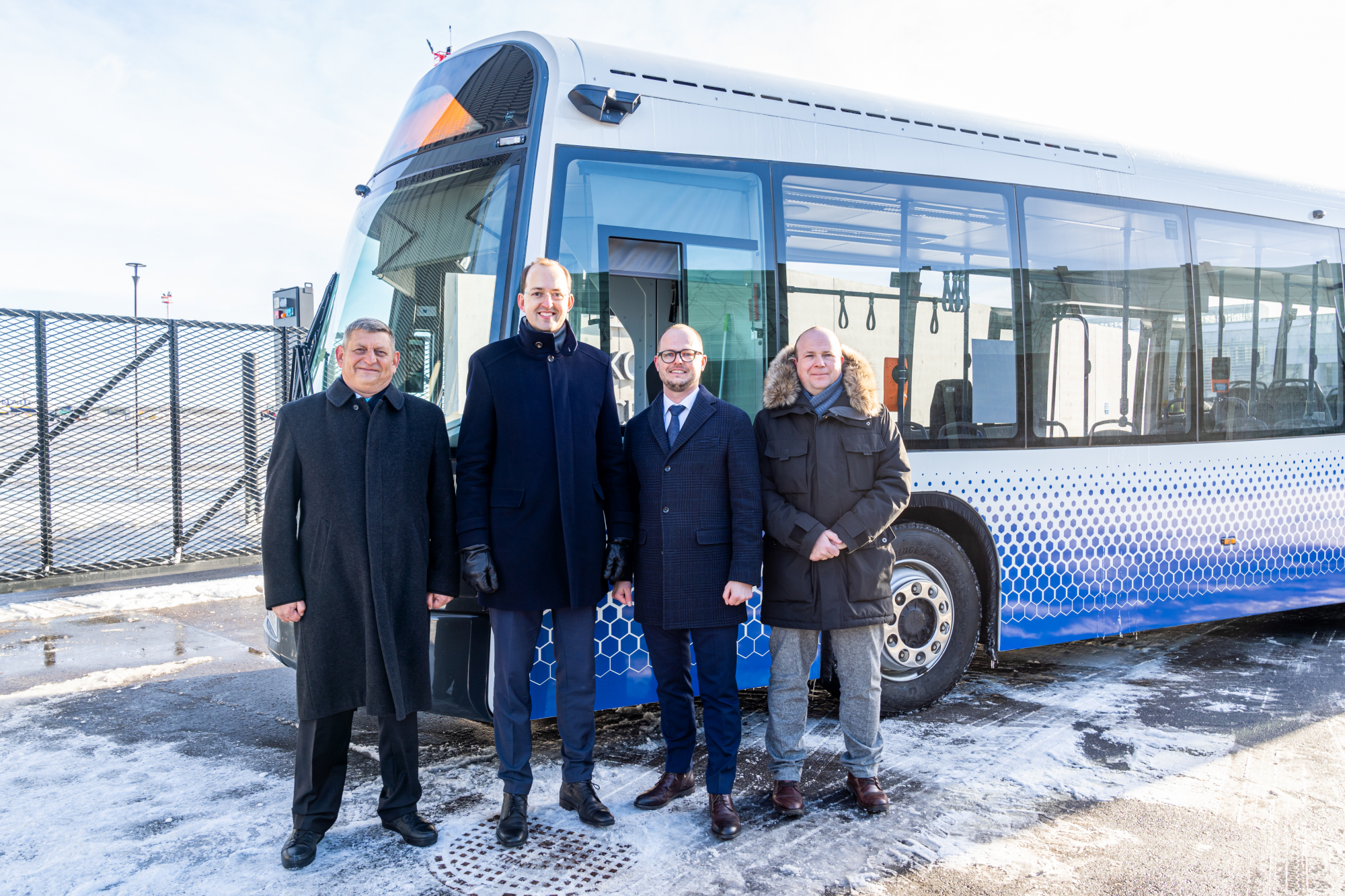 Lithuanian electric bus transports passengers at Vilnius Airport ...